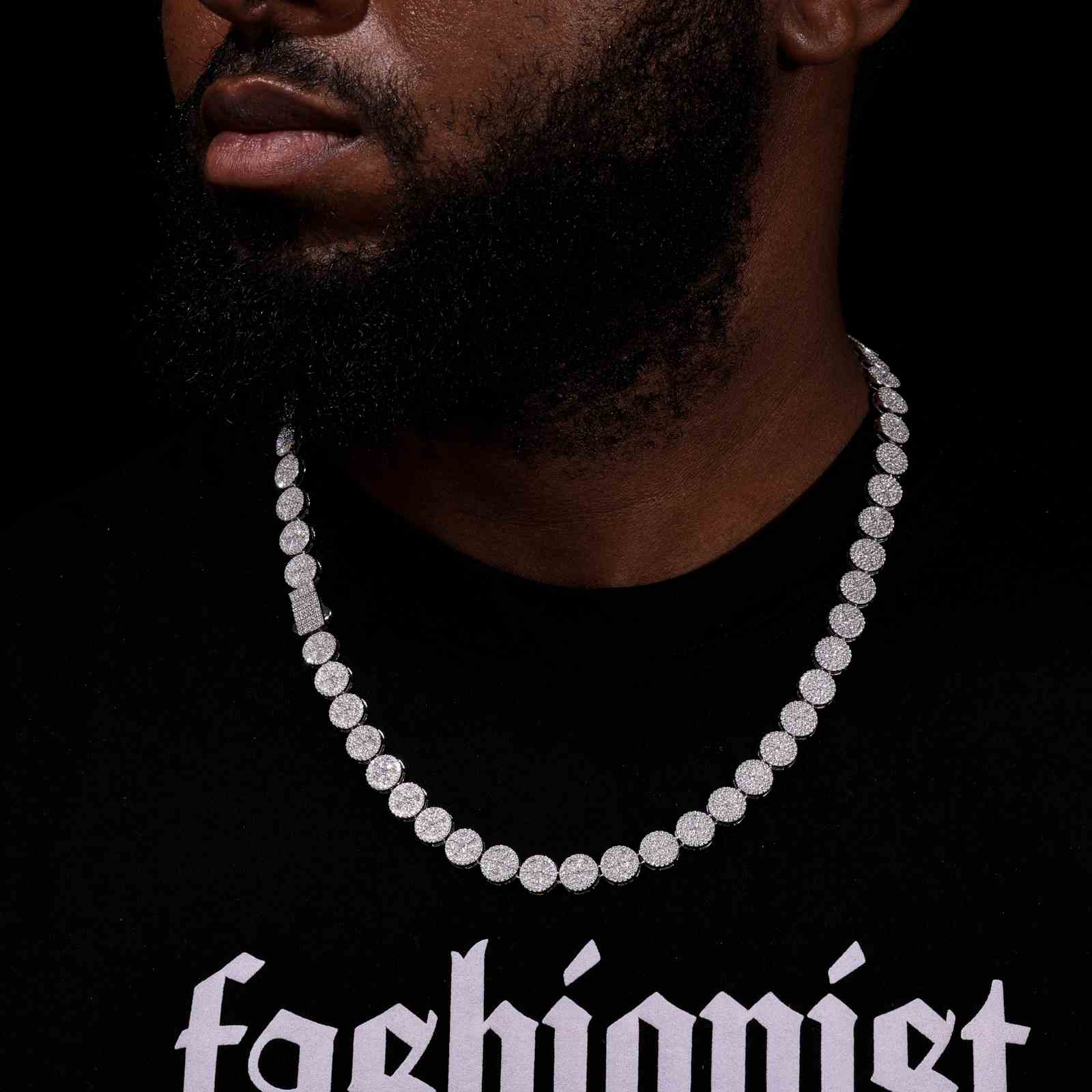 9mm S925 Moissanite Circle Sign Link Chain