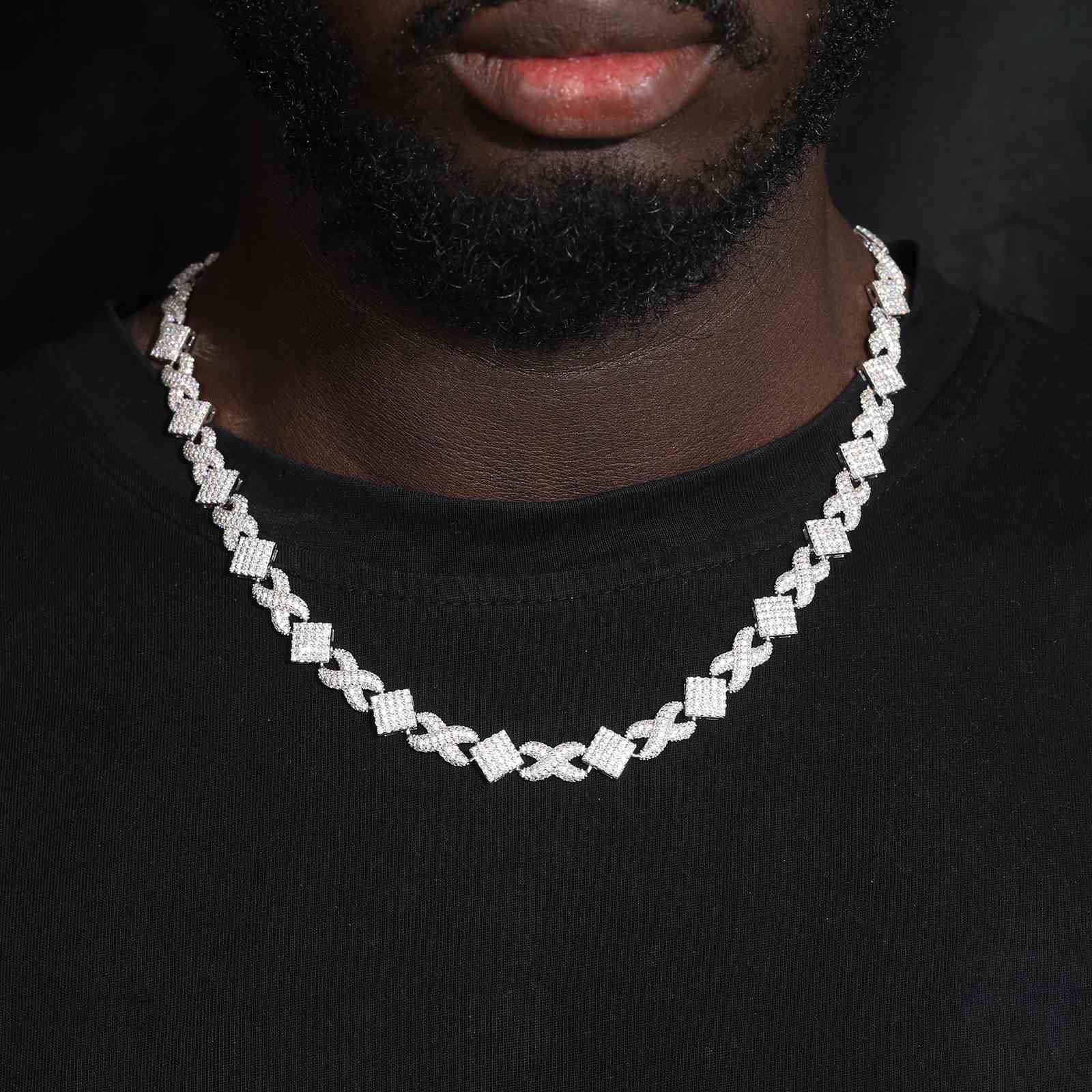 11mm S925 Moissanite Square Infinity Cuban Link Chain