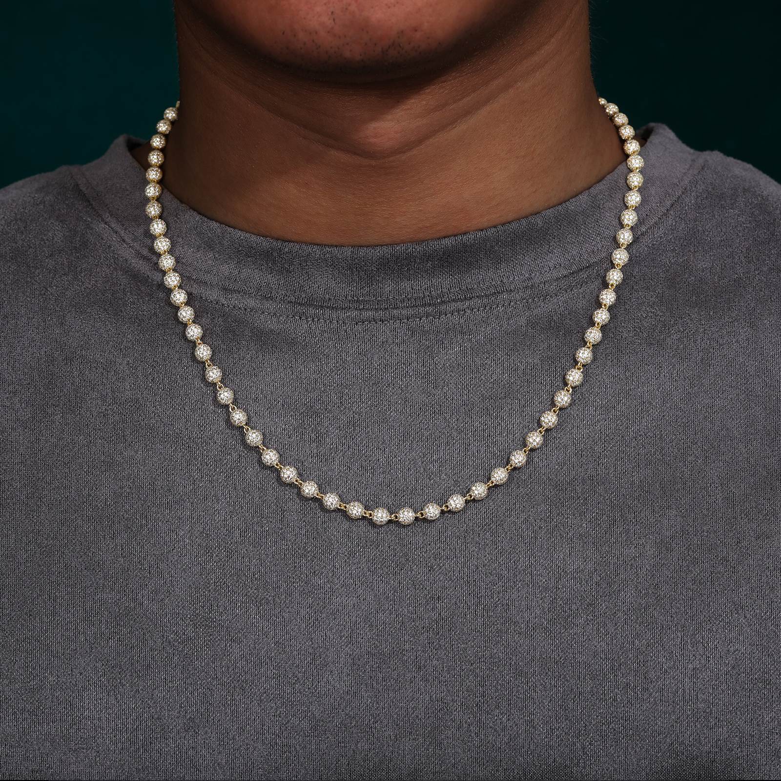 5mm S925 Micro Moissanite Iced Bead Link Chain